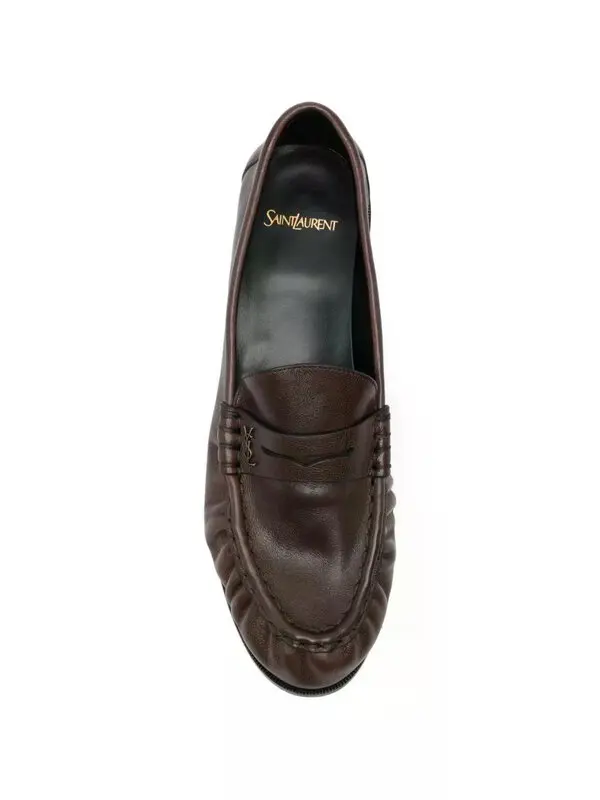 Saint Laurent Leather Loafers With Plaque
