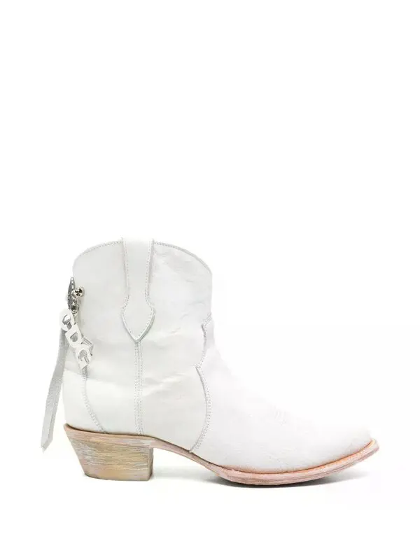 Comme Des Garçons X Mexicana Cracked-effect Cowboy Boots - White