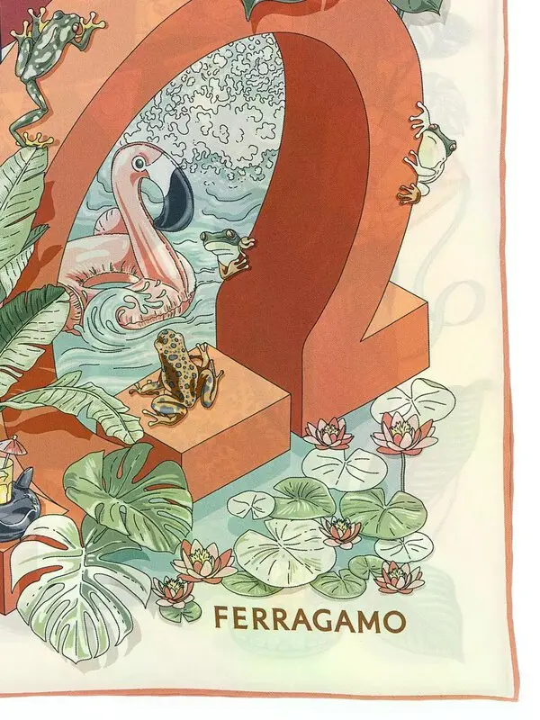 FERRAGAMO Jungle Party Print Silk Scarf - Neutrals