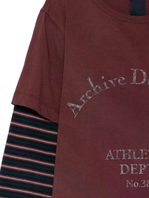 JUUN.J Layered-effect Slogan-print T-shirt - Red