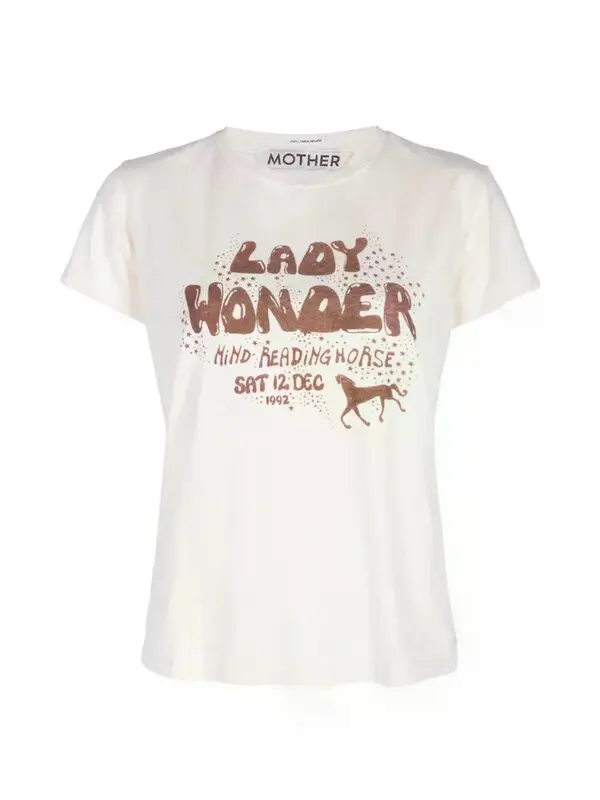 MOTHER The Boxy Goodie Goodie T-shirt Off-white Graphic Print