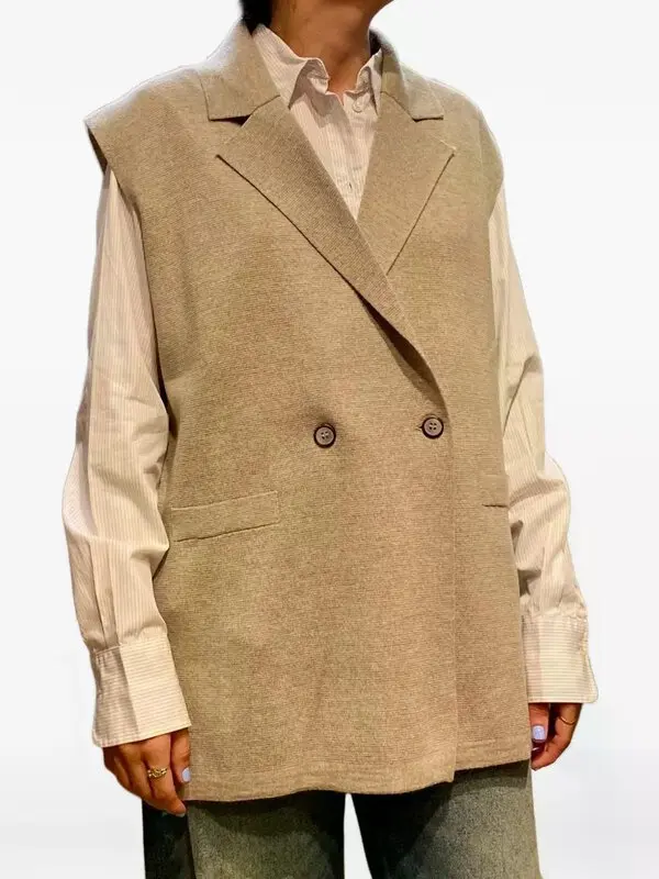 GRAN SASSO Double-breasted Knit Gilet - Neutrals