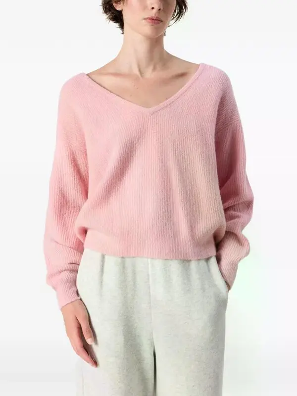 American Vintage Ribbed Knit V-neck Sweater