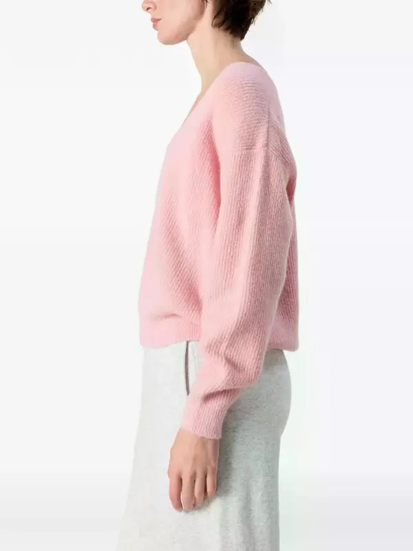 American Vintage Ribbed Knit V-neck Sweater