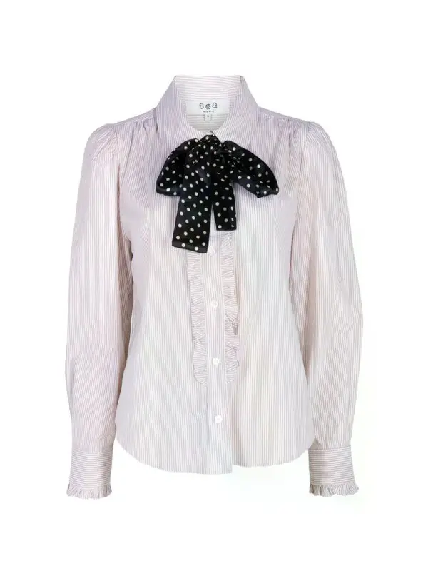 Sea Declan Ruffled Striped Shirt - White
