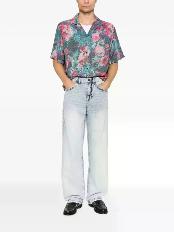 LES DEUX Roi Acid-wash Wide-leg Jeans