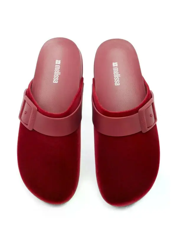 Melissa Cozy Velvet-effect Mules - Red