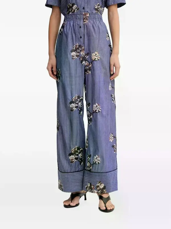 Munthe Nikita Sequin-embellished Striped Palazzo Pants - Blue