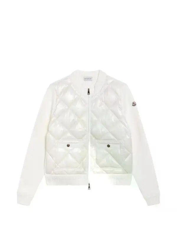 Moncler Cotton Padded Cardigan With Down-filled Front - White
