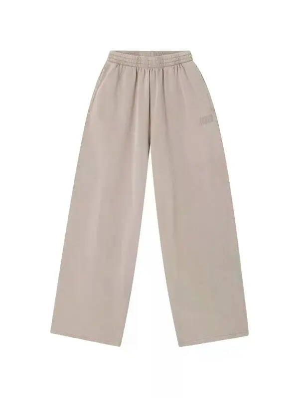 American Vintage Loose-fit Cotton Track Pants With Logo Detail - Neutrals