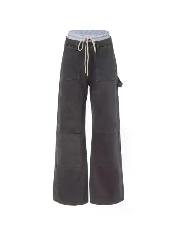 Monse Washed Double-waistband Jeans - Grey