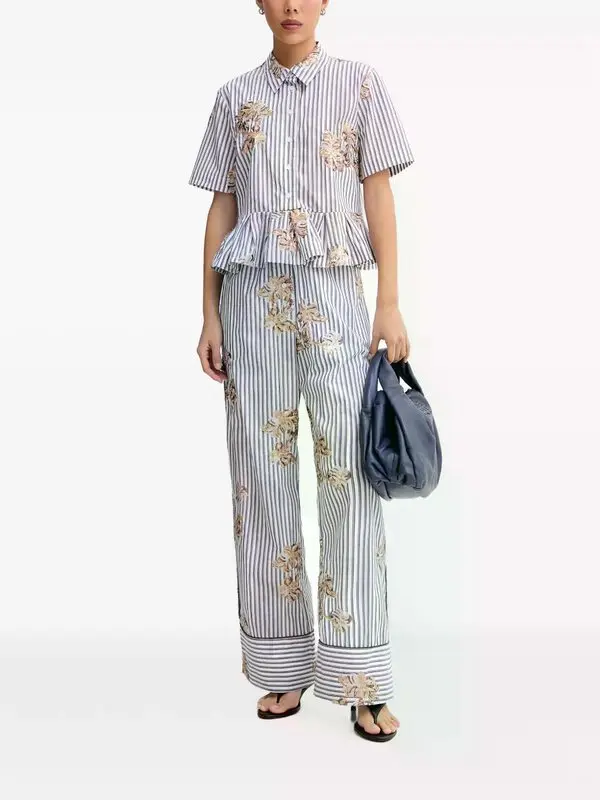 Munthe Sequined Striped Cotton Shirt - White