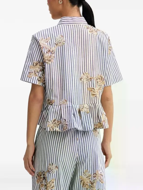 Munthe Sequined Striped Cotton Shirt - White