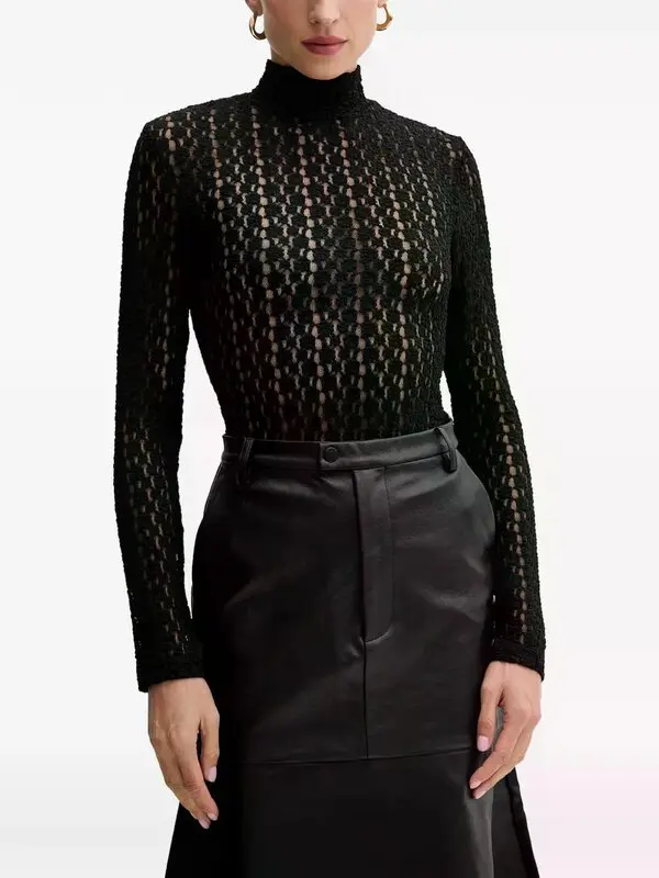 Bardot High-neck Lace Bodysuit - Black