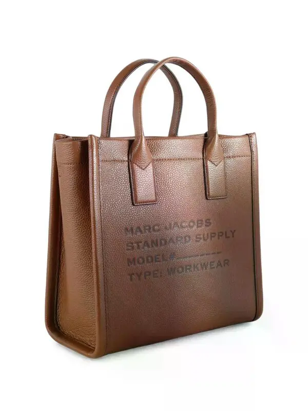 Marc Jacobs Logo-embossed Grained Leather Tote Bag - Brown