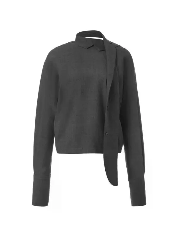 Monse Scarf-collar Long-sleeve Blouse - Grey