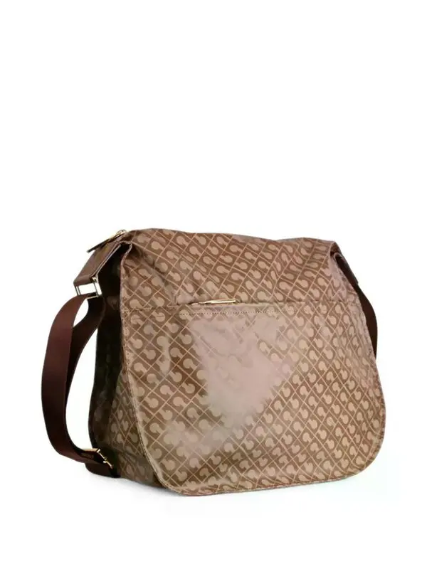 GHERARDINI Monogram Pattern Foldover Messenger Bag - Brown