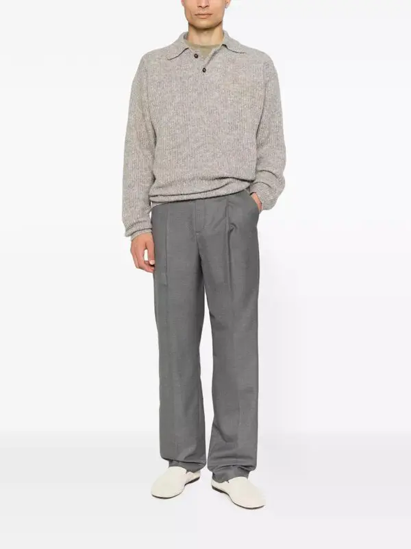 AMARANTO Ribbed-knit Button-up Sweater