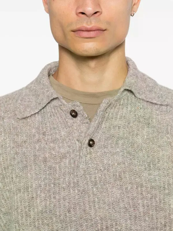 AMARANTO Ribbed-knit Button-up Sweater