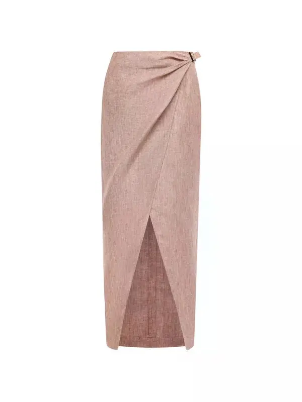 12 STOREEZ Buckle-fastening Wrap Maxi Skirt - Pink