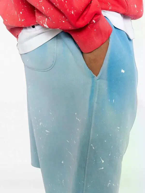 PALE CLOUD Ombré Paint-splatter Shorts