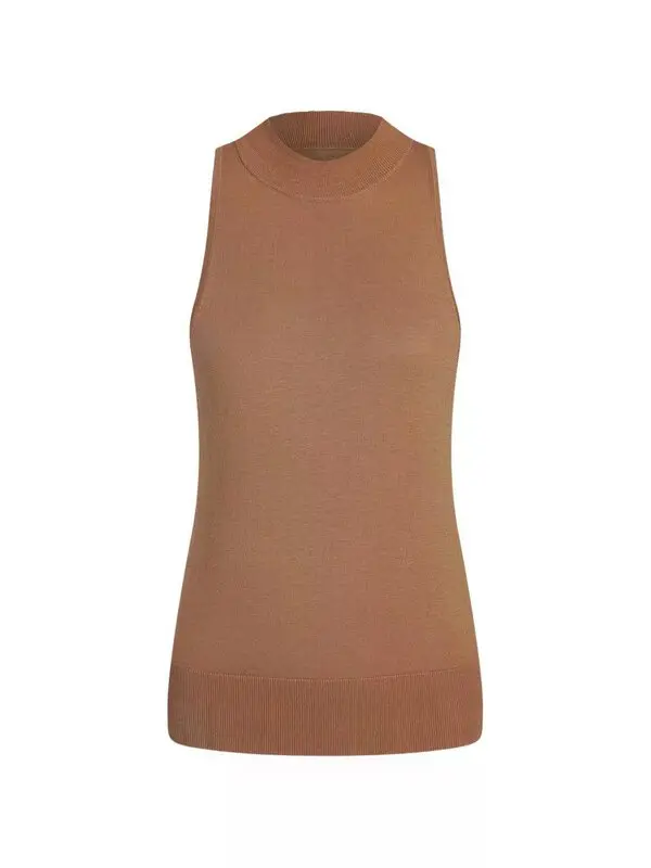 12 STOREEZ Mawata Sleeveless Ribbed-trim Top - Brown