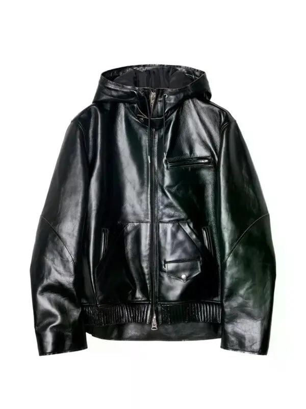 Sacai Leather Hooded Jacket - Black