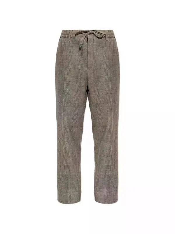Etro Check-pattern Drawstring Trousers - Brown