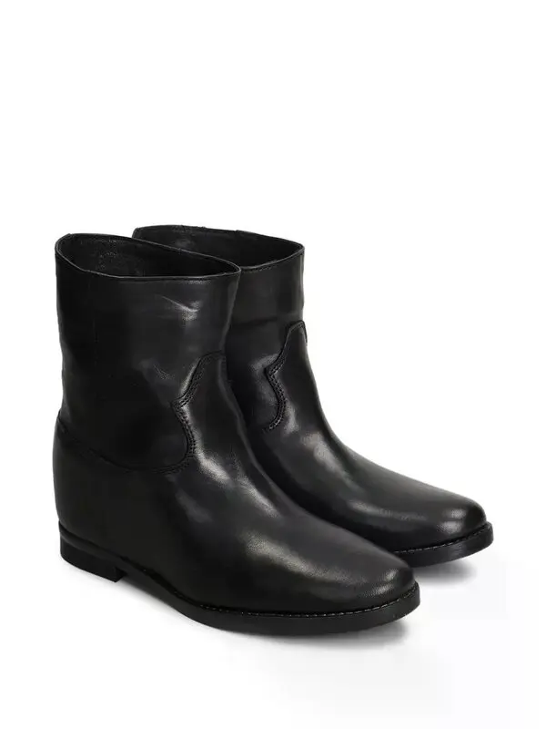 JULIE DEE Leather Ankle Boots - Black