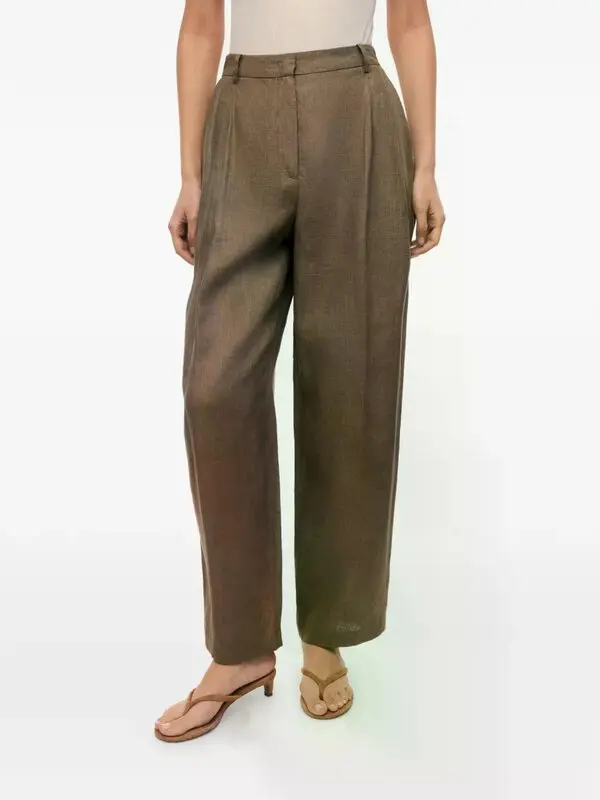 12 STOREEZ Affogato Pleated Linen Trousers