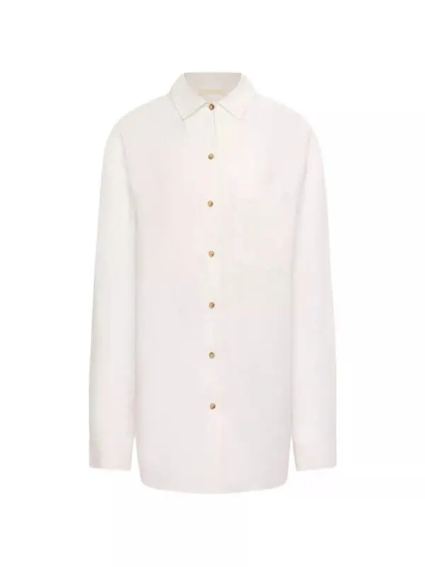 12 STOREEZ Crema Linen Shirt - White