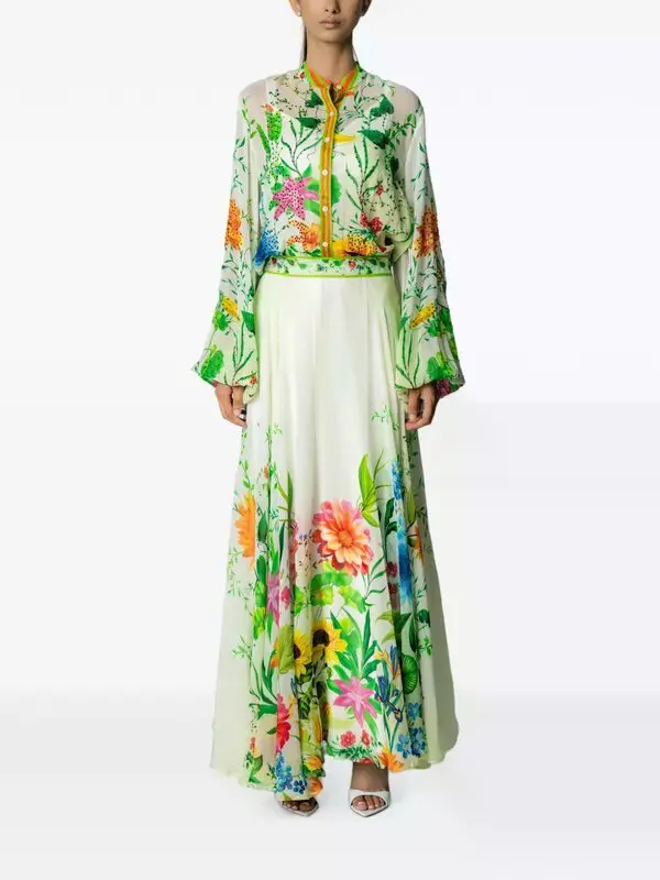 MIAU BY CLARA ROTESCU Beiona Floral-print Silk Maxi Dress - White