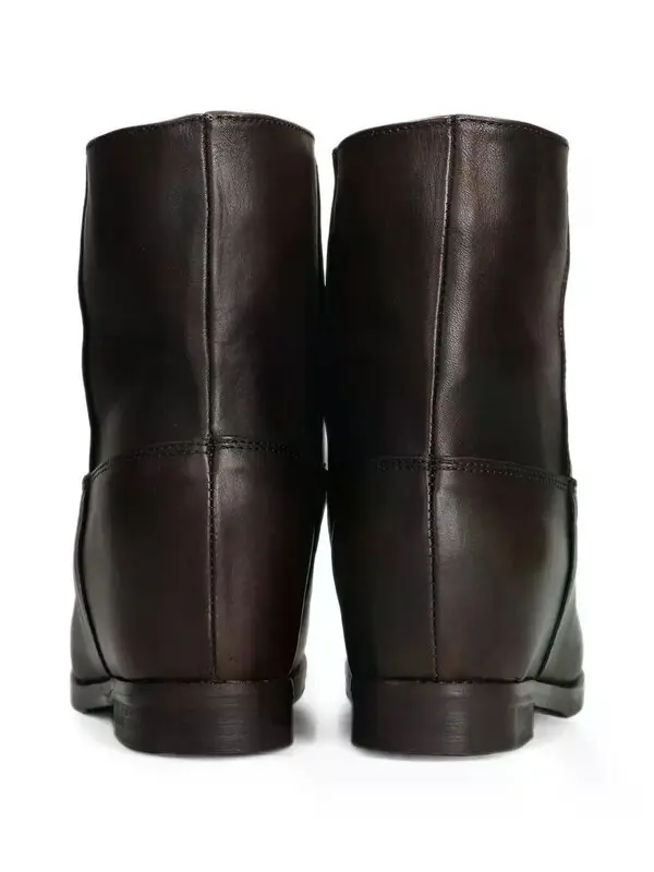 JULIE DEE Topstitched Leather Ankle Boots