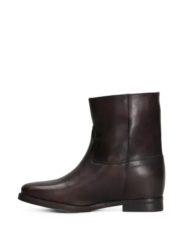 JULIE DEE Topstitched Leather Ankle Boots