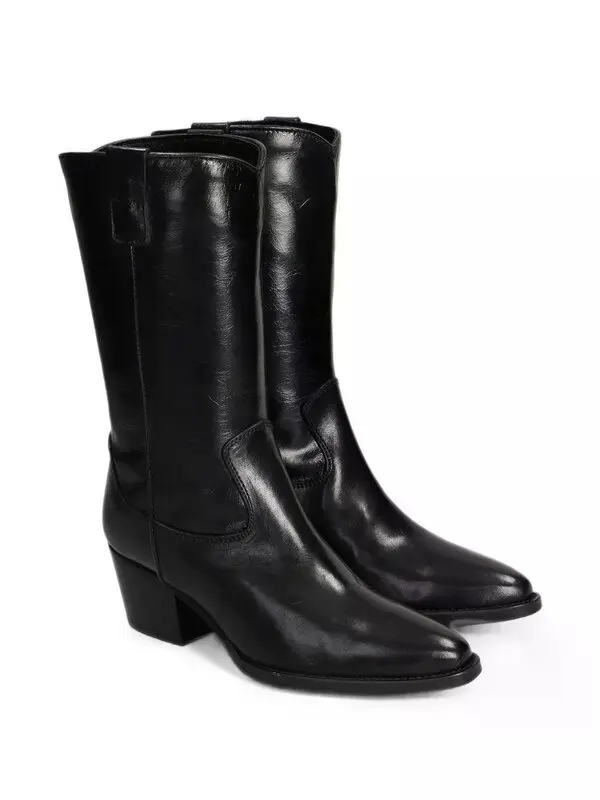 JULIE DEE Block-heel Texan Boots - Black