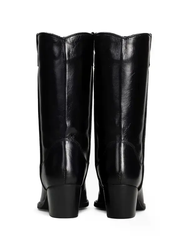 JULIE DEE Block-heel Texan Boots - Black