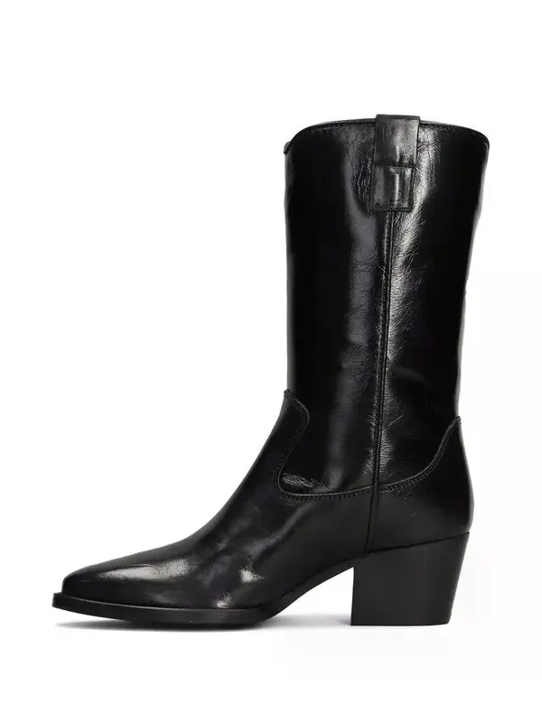 JULIE DEE Block-heel Texan Boots - Black
