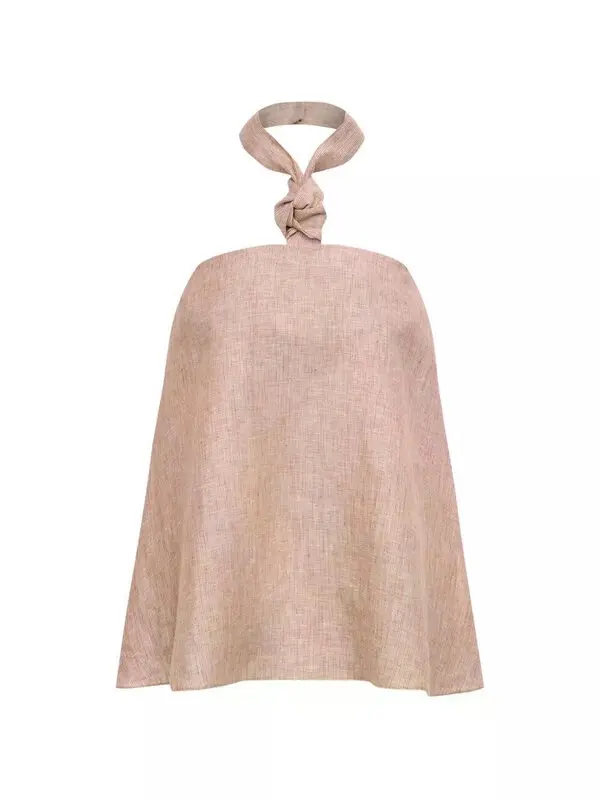 12 STOREEZ Gelato Knot-detail Halterneck Top - Pink