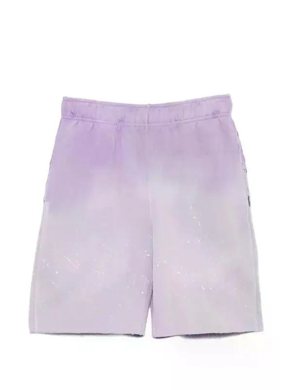 PALE CLOUD Ombré-effect Paint-splatter Shorts