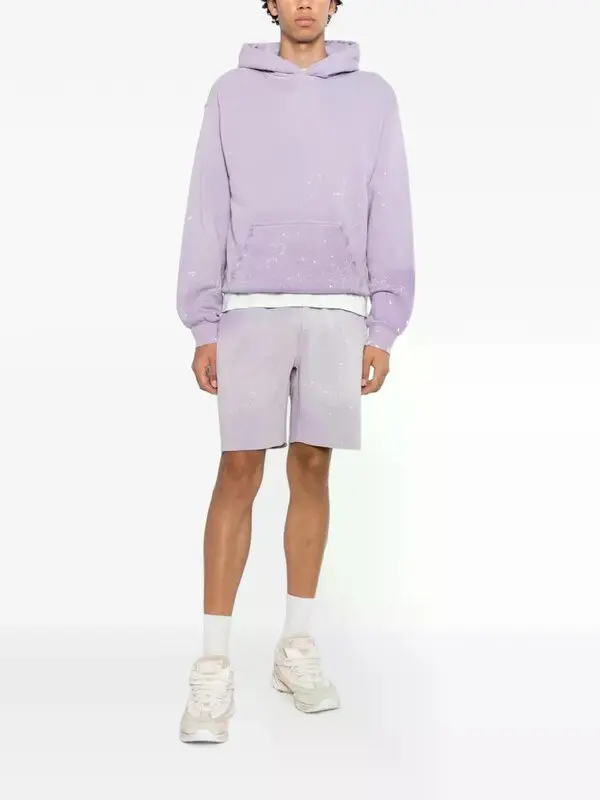 PALE CLOUD Ombré-effect Paint-splatter Shorts