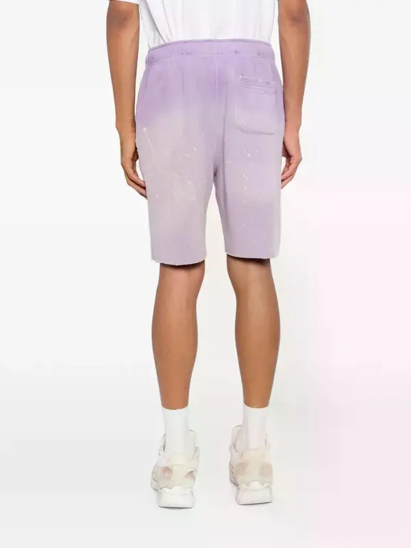 PALE CLOUD Ombré-effect Paint-splatter Shorts