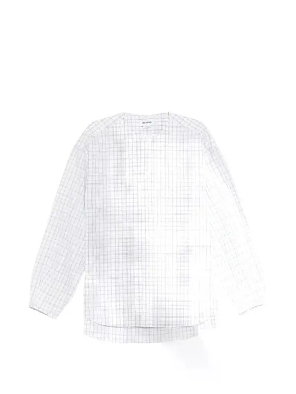 HED MAYNER Check-pattern Collarless Shirt - White