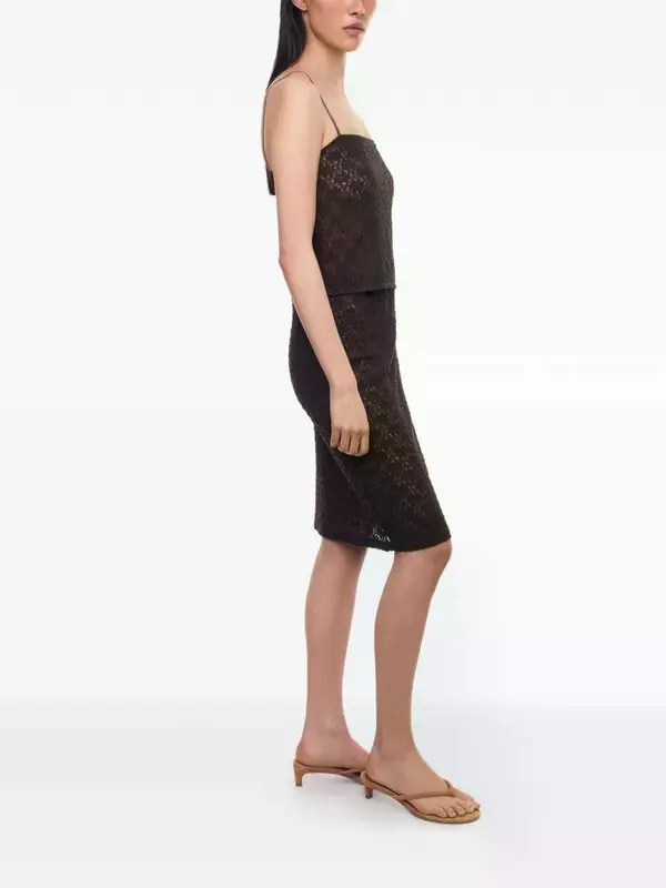 12 STOREEZ Primrose Lace Midi Skirt - Brown