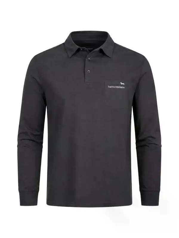 HARMONT & BLAINE Long-sleeve Pocket Polo Shirt - Grey