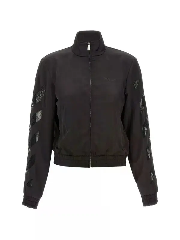 Off-White Diagonals Lace Satin Track Jacket - Black