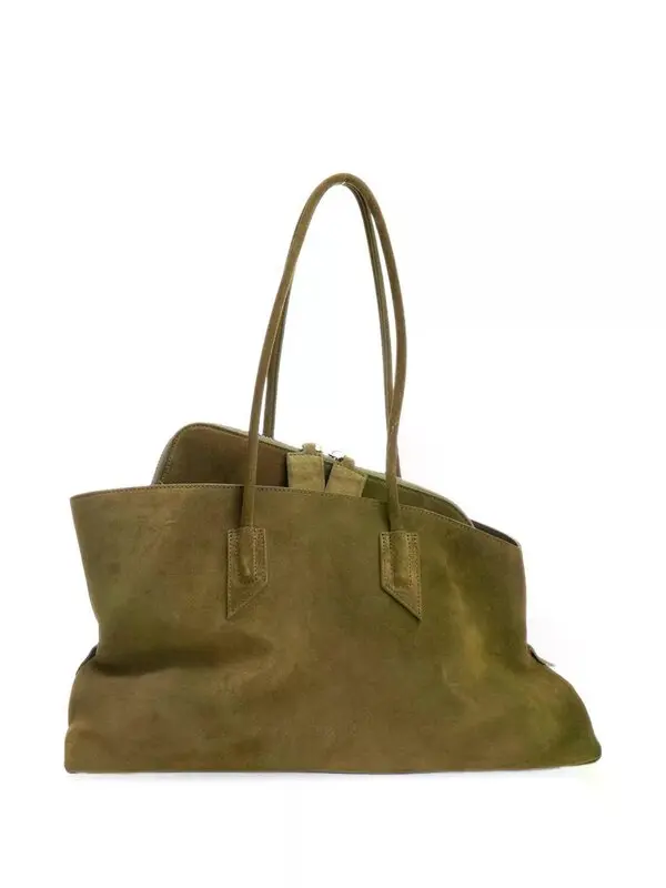 Attico La Passeggiata Medium Calf Suede Shoulder Bag - Green