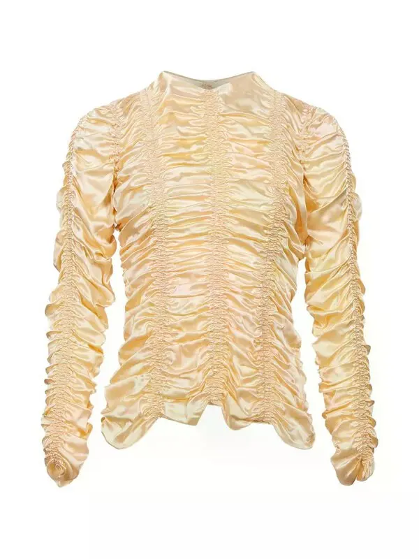 Khaite Rory Ruched Long-sleeve Blouse