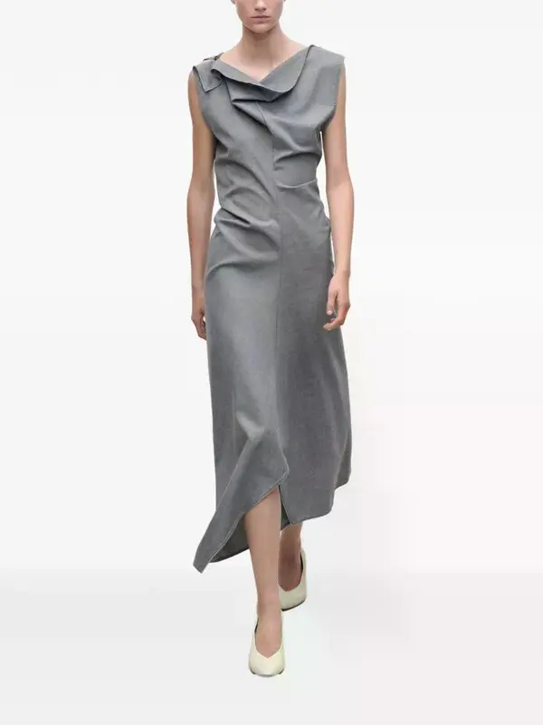 Victoria Beckham Draped Tailored Midi Dress - Grey