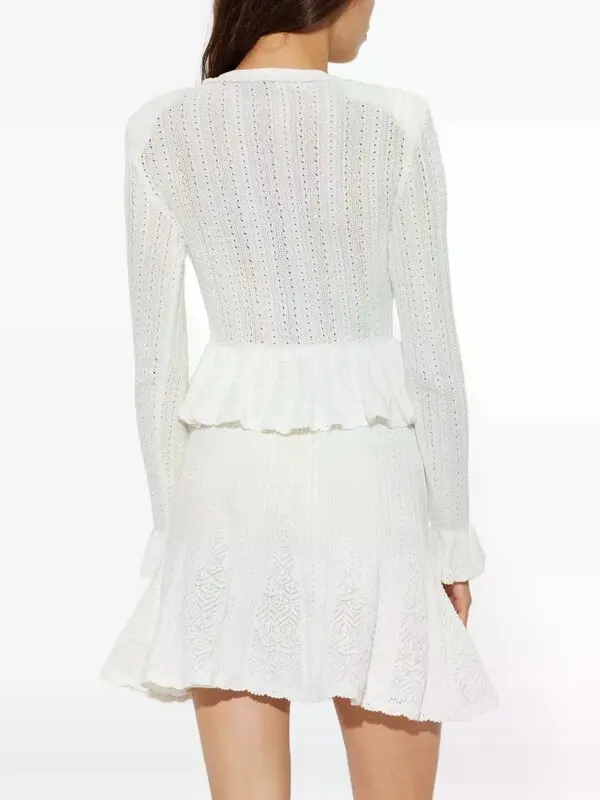 SELF-PORTRAIT Peplum Pointelle-knit Dress