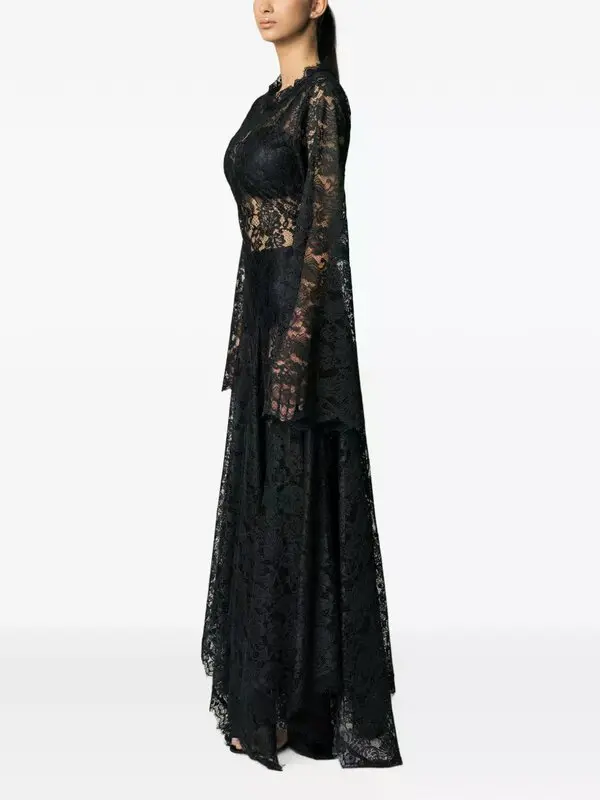 MIAU BY CLARA ROTESCU Capri Lace Long-sleeve Maxi Dress - Black